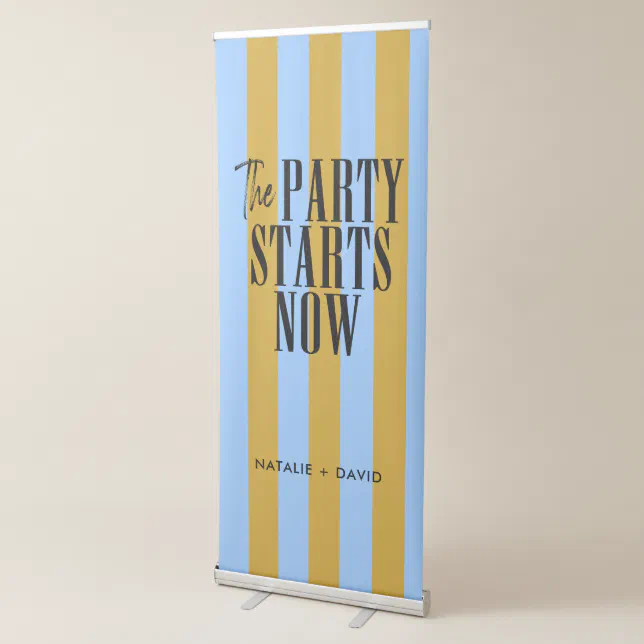 Wedding Welcome Sign, Blue and Yellow Stripes Retractable Banner | Zazzle