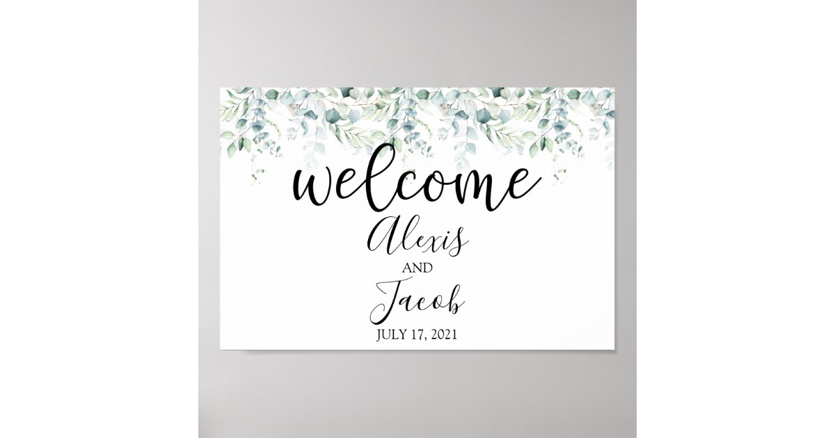 Wedding Welcome Sign - Eucalyptus Wedding | Zazzle