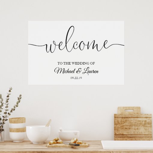 Wedding Welcome Sign Poster Board Entrance Script | Zazzle