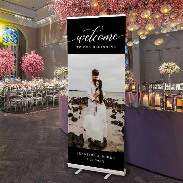 Wedding Welcome Sign Retractable Banner Template | Zazzle