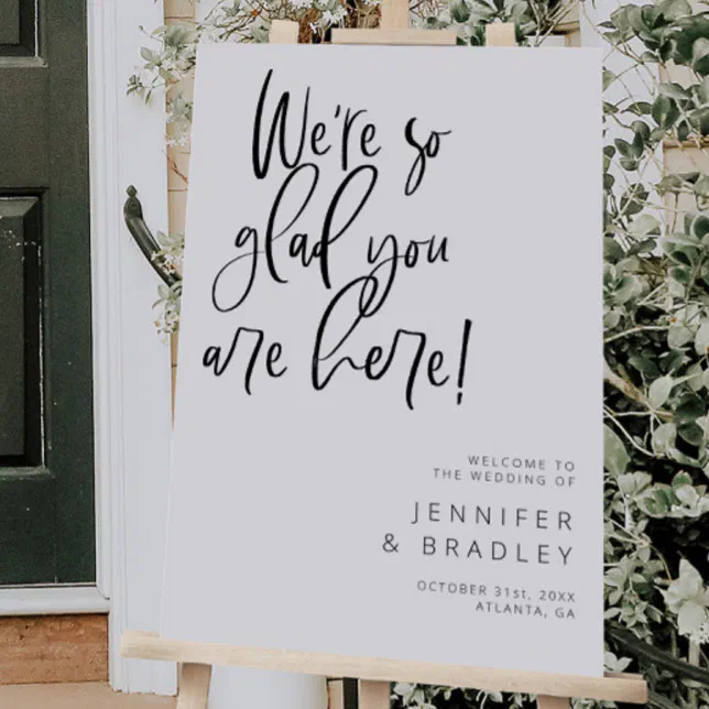Wedding Welcome Sign | We're So Glad You Are Here | Zazzle