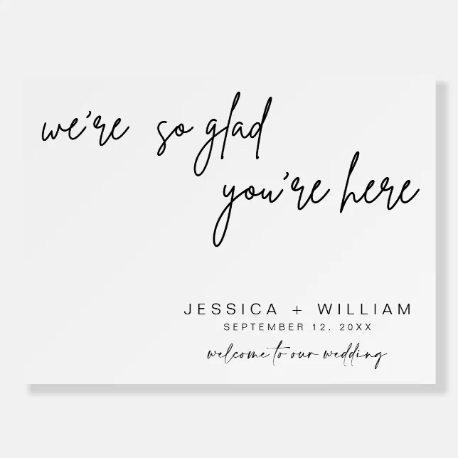 Wedding Welcome Sign We're So Glad You're Here | Zazzle
