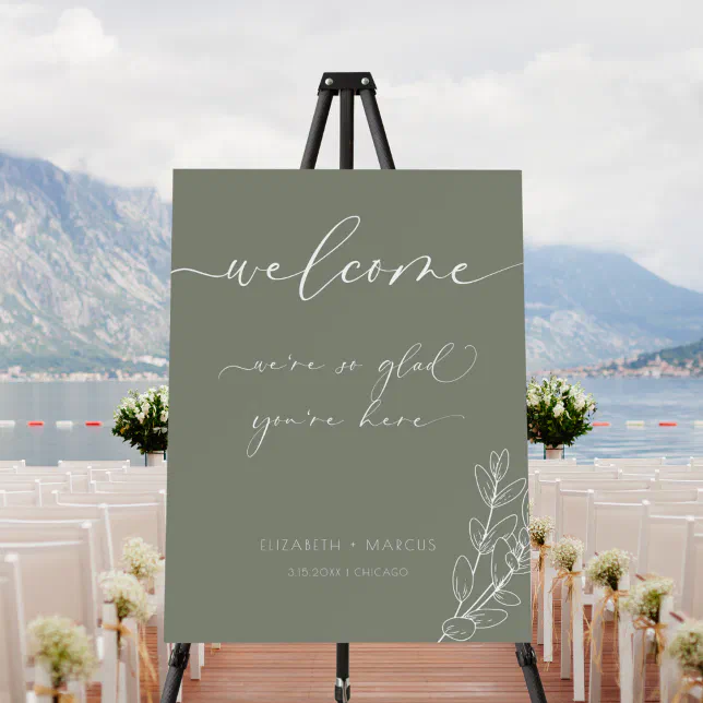 Wedding Welcome Sign | We're So Glad You're Here | Zazzle