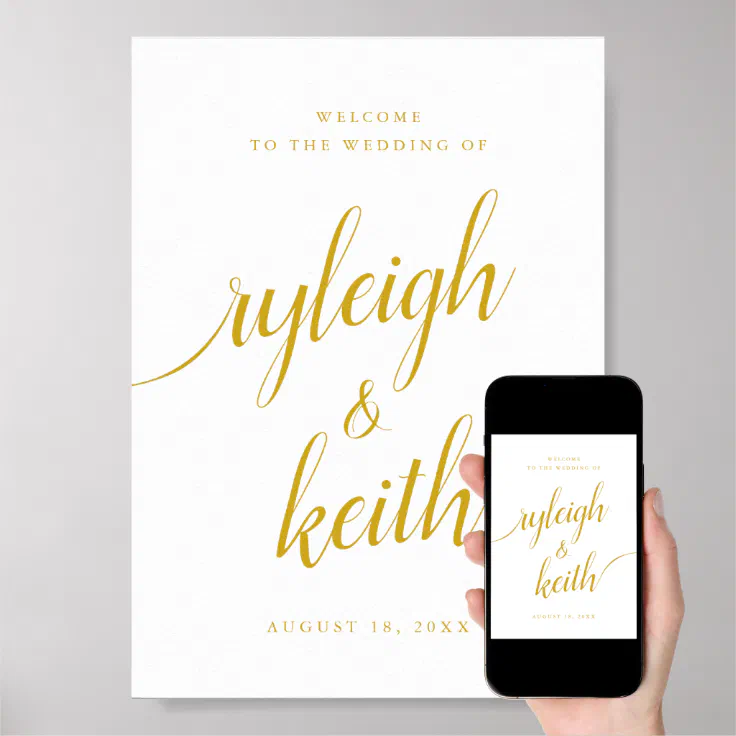 Wedding Welcome Sign with Trendy Calligraphy | Zazzle
