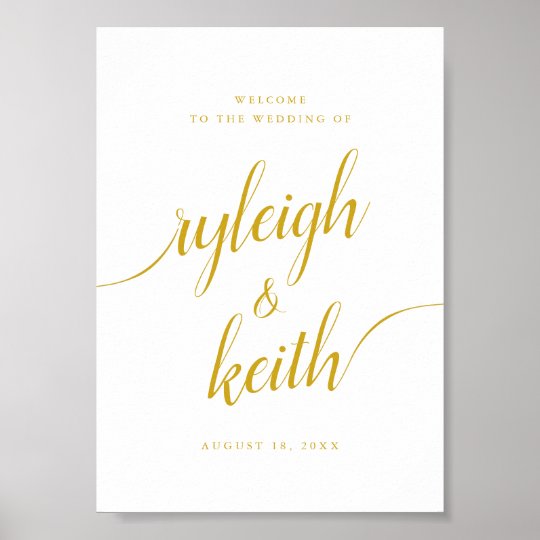 Wedding Welcome Sign with Trendy Calligraphy | Zazzle.com