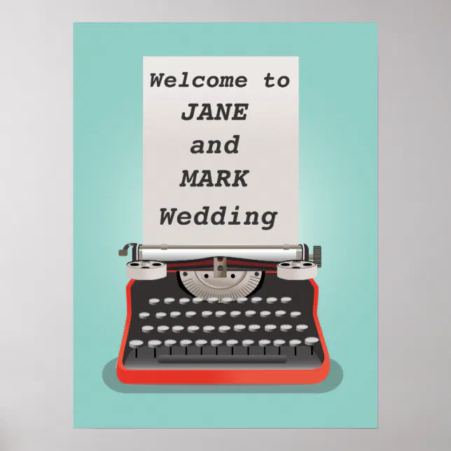 Wedding welcome sign with typewriter | Zazzle