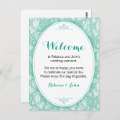 Wedding Welcome Teal Lace Postcard | Zazzle