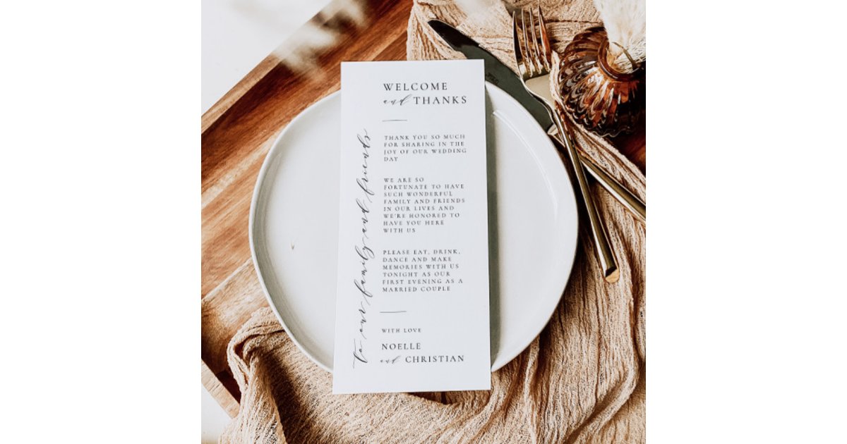 Wedding Welcome & Thanks Minimal Table Place Card | Zazzle
