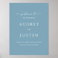 Wedding Welcome Trendy Script Dusty Blue Poster | Zazzle