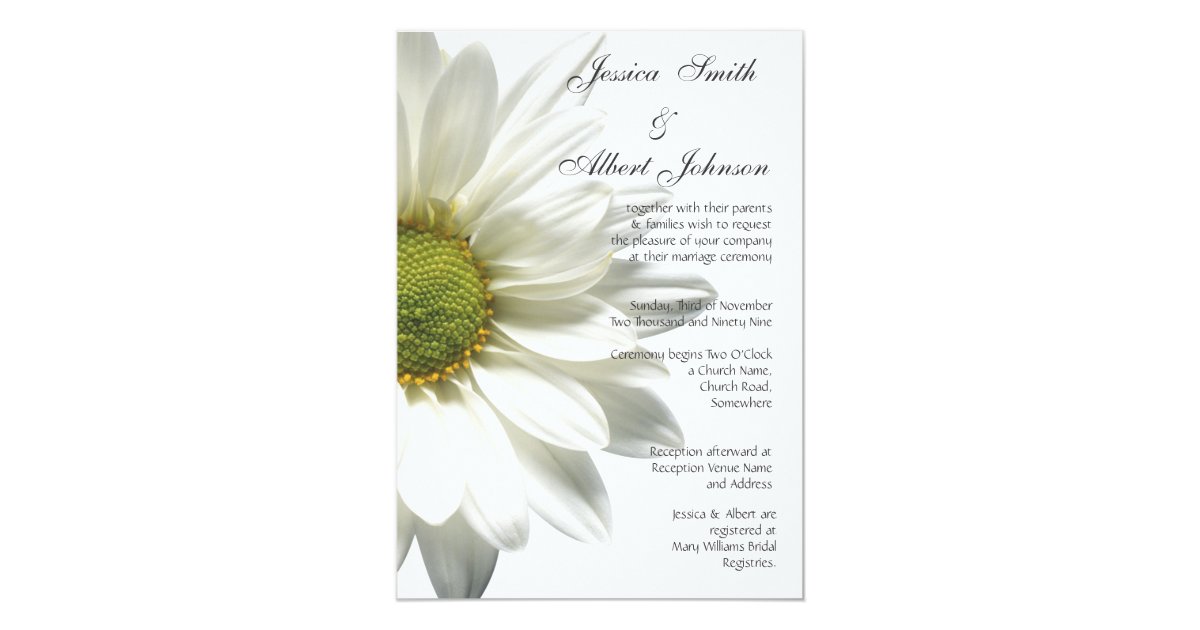Wedding white big daisy invitation | Zazzle.com