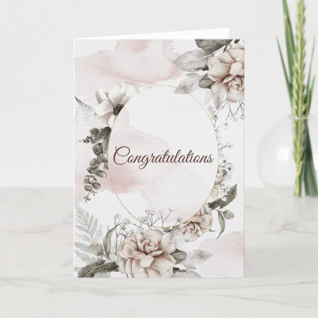 Wedding White Roses Vintage Congratulations Card | Zazzle
