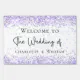 Wedding white violet lavender glitter welcome sign | Zazzle