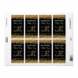 Wedding Wine Label Party Sparkles Gold | Zazzle