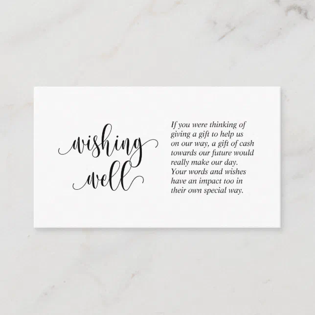 Wedding Wishing Well, Modern Script Design Enclosu Enclosure Card | Zazzle