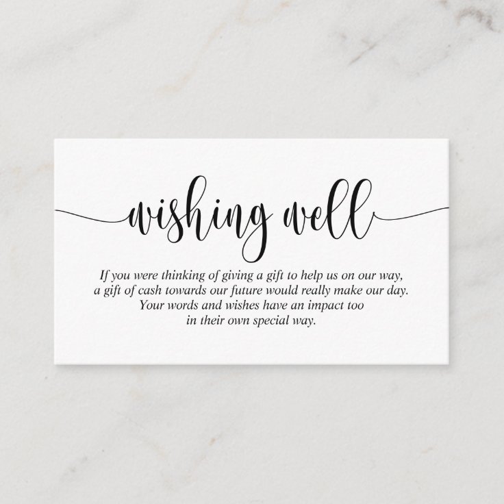 Wedding Wishing Well, Modern Script Design Enclosure Card | Zazzle