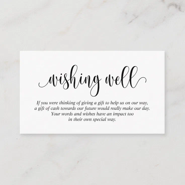 Wedding Wishing Well, Modern Script Enclosure Card | Zazzle