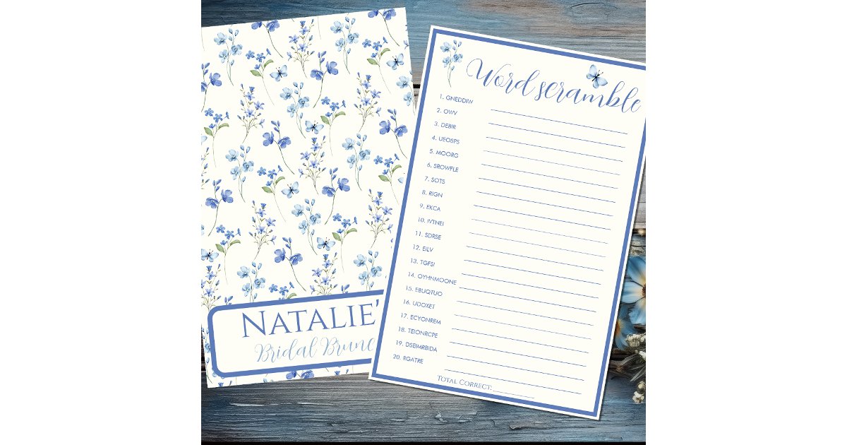 Wedding Word Scramble Floral Bridal Shower Game | Zazzle