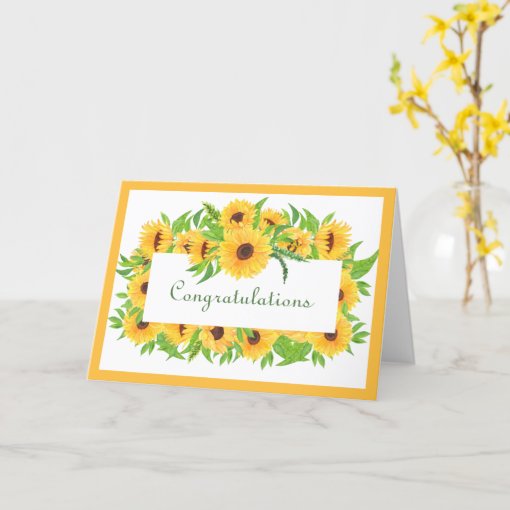 Wedding Yellow Sunflowers Congratulations Card | Zazzle