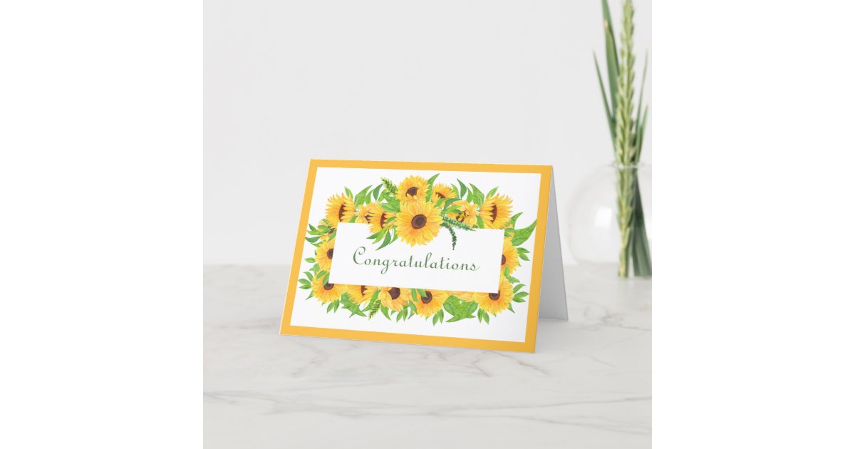 Wedding Yellow Sunflowers Congratulations Card | Zazzle
