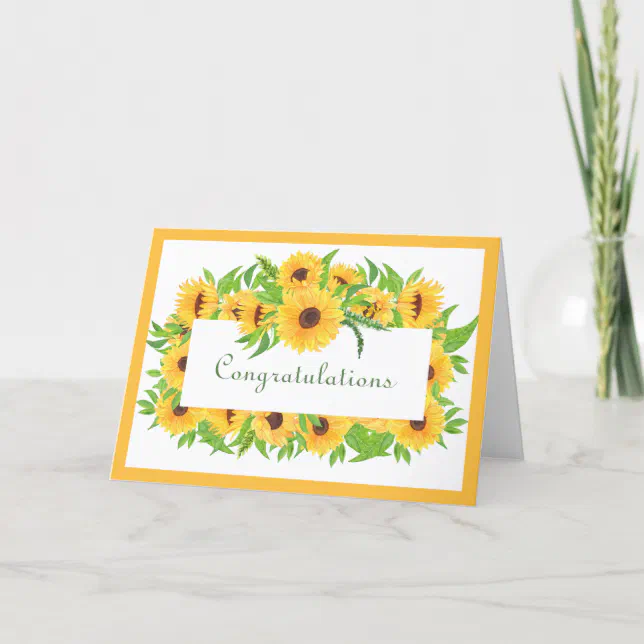 Wedding Yellow Sunflowers Congratulations Card | Zazzle