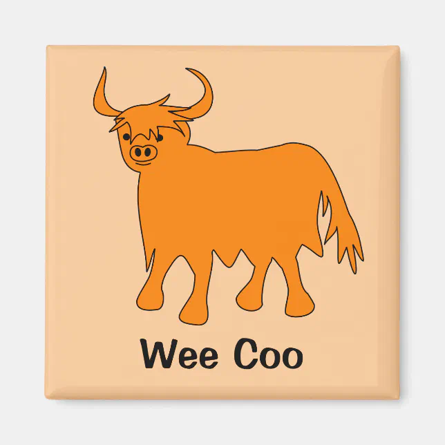 "Wee Coo" Scottish Highland Cow Fridge Magnet | Zazzle
