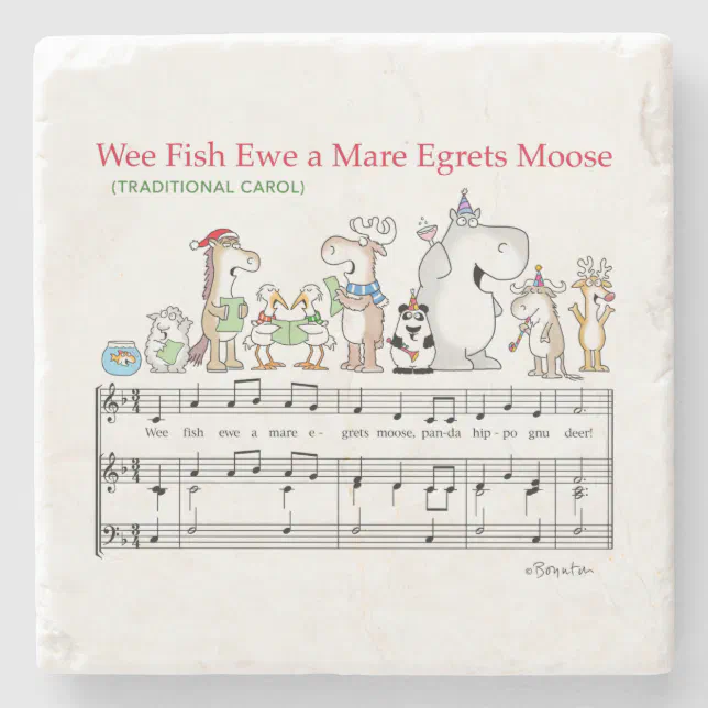 WEE FISH EWE A MARE EGRETS MOOSE Sandra Boynton Stone Coaster | Zazzle