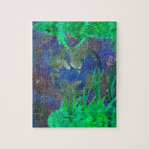 Weed Art The World by ©TeddyArt Jigsaw Puzzle | Zazzle