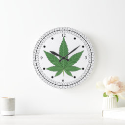 Weed Leaf Tree Swirl Trim Personalized Large Clock | Zazzle