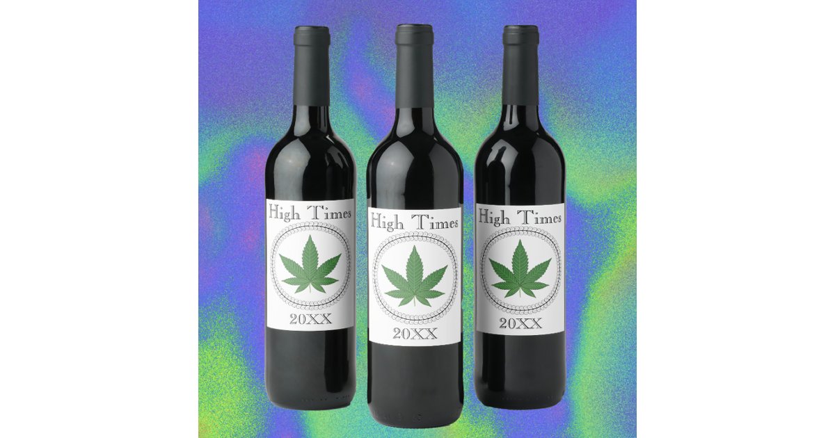 Weed Leaf Tree Swirl Trim Personalized Wine Label | Zazzle