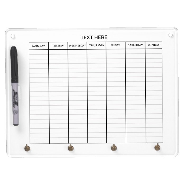 WEEK SCHEDULE CALENDAR DRY ERASE BOARD | Zazzle.com