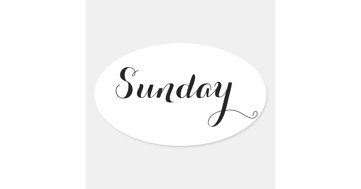 Weekday Stickers: Sunday Oval Sticker | Zazzle