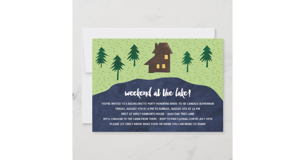 Weekend at the Lake | Rustic Bachelorette Party Invitation | Zazzle