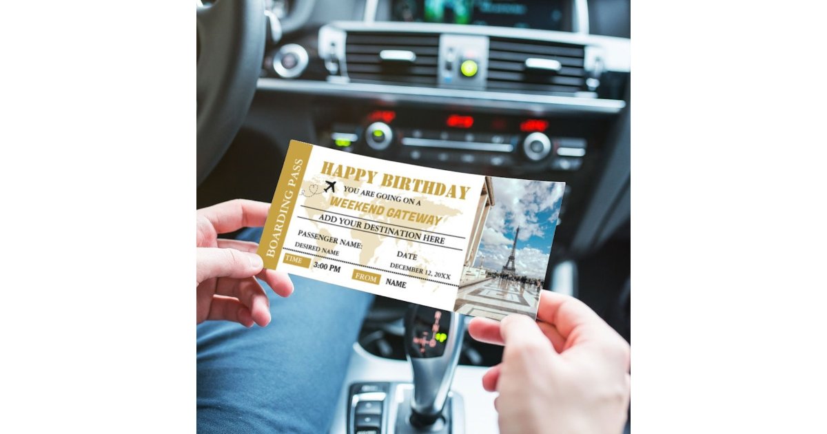 Weekend Getaway Birthday Boarding pass Ticket Invitation | Zazzle