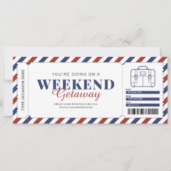 Weekend Getaway Gift Voucher Invitation | Zazzle