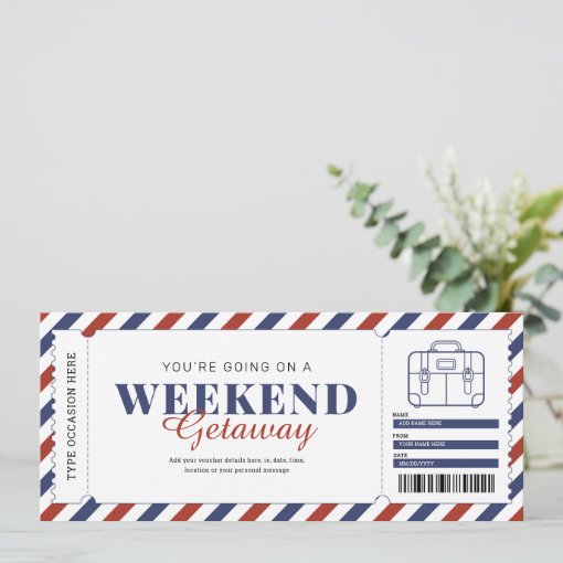 Weekend Getaway Gift Voucher Invitation | Zazzle
