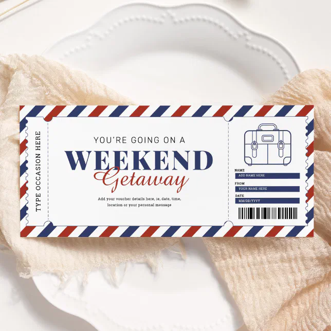 Weekend Getaway Gift Voucher Invitation | Zazzle