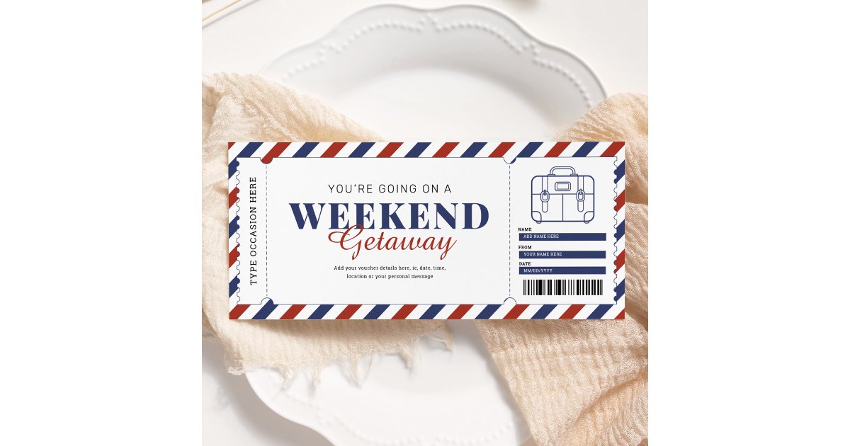 Weekend Getaway Gift Voucher Invitation | Zazzle
