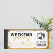 Weekend Getaway Gold Gift Travel Ticket Voucher Invitation | Zazzle