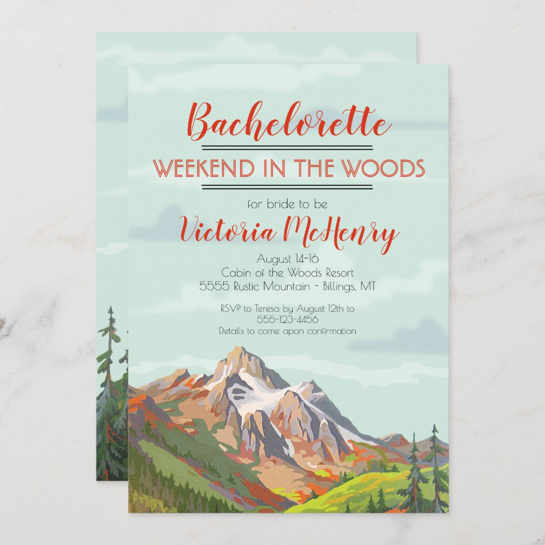 Weekend Getaway Mountain Woods Invitations | Zazzle