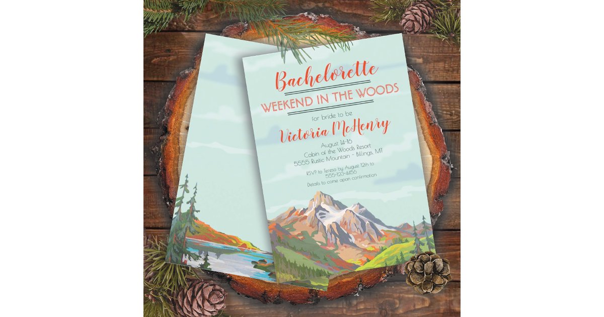 Weekend Getaway Mountain Woods Invitations | Zazzle