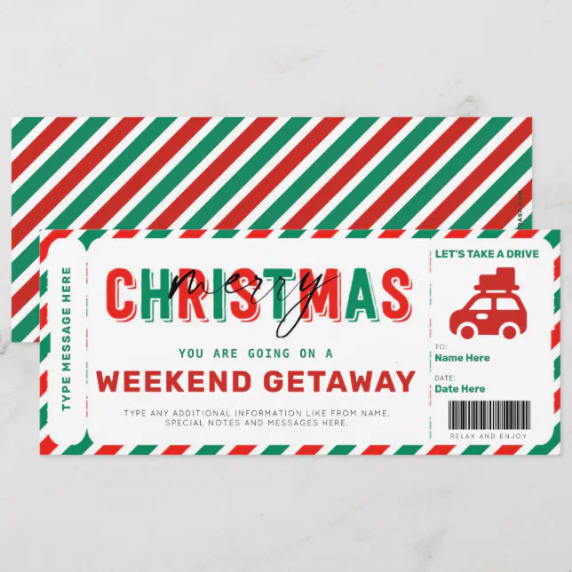 Weekend Getaway Voucher Christmas Gift Ticket | Zazzle