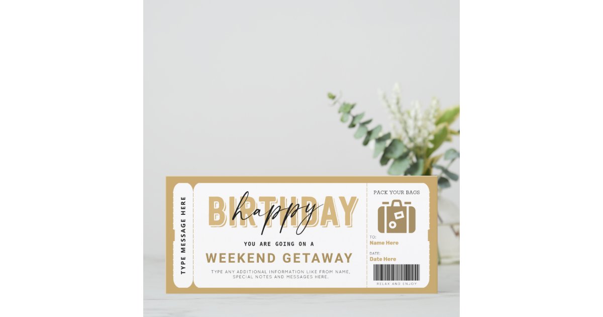 Weekend Getaway Voucher Hotel Stay Gift Ticket | Zazzle