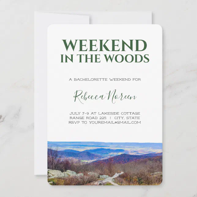 Weekend in the Woods Bachelorette Party Invitation | Zazzle