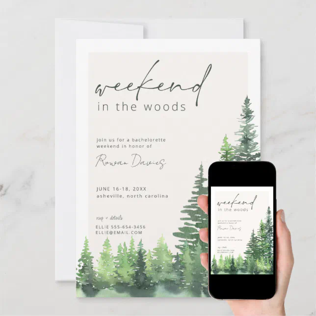 Weekend in the Woods Bachelorette Party Invitation | Zazzle
