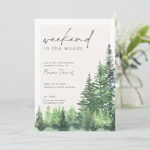 Weekend in the Woods Bachelorette Party Invitation | Zazzle