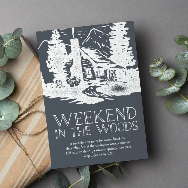 Weekend in the Woods Bachelorette Party Invitation | Zazzle