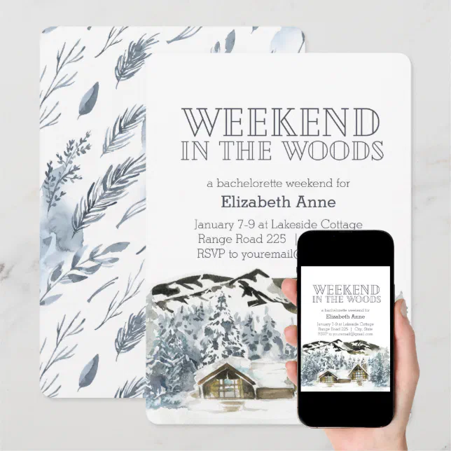 Weekend in the Woods | Winter Party Invitation | Zazzle