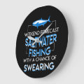 Weekend Saltwater Fishing With Swearing Large Clock | Zazzle