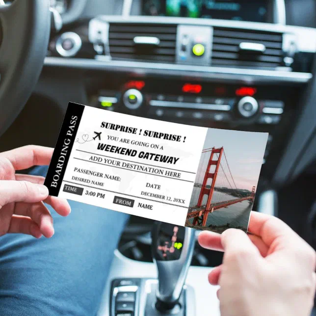 Weekend surprise Getaway Boarding pass Ticket Invitation | Zazzle