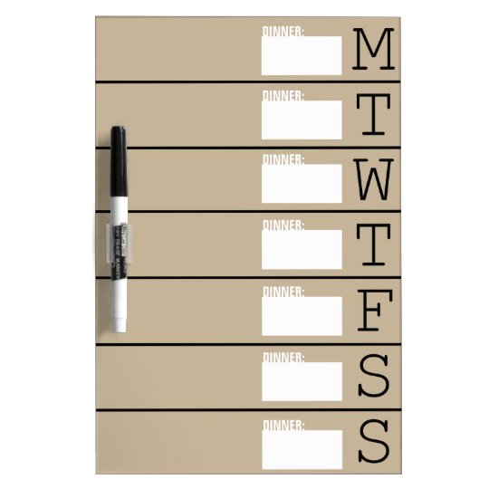 Weekly Calendar / Dinner Menu - Dry Erase Board | Zazzle.com